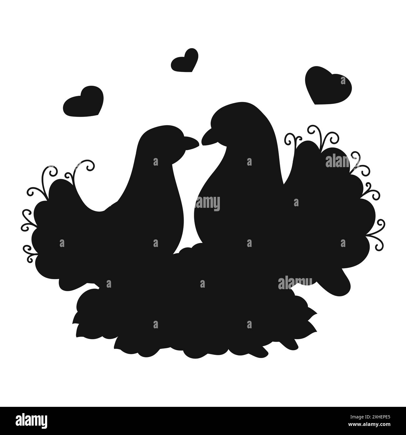Wedding pigeon.Black silhouette. Vector illustration isolated on white ...