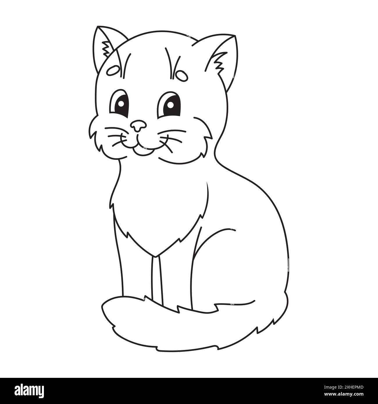 Pet cat. Coloring book page for kids. Cartoon style. Vector ...