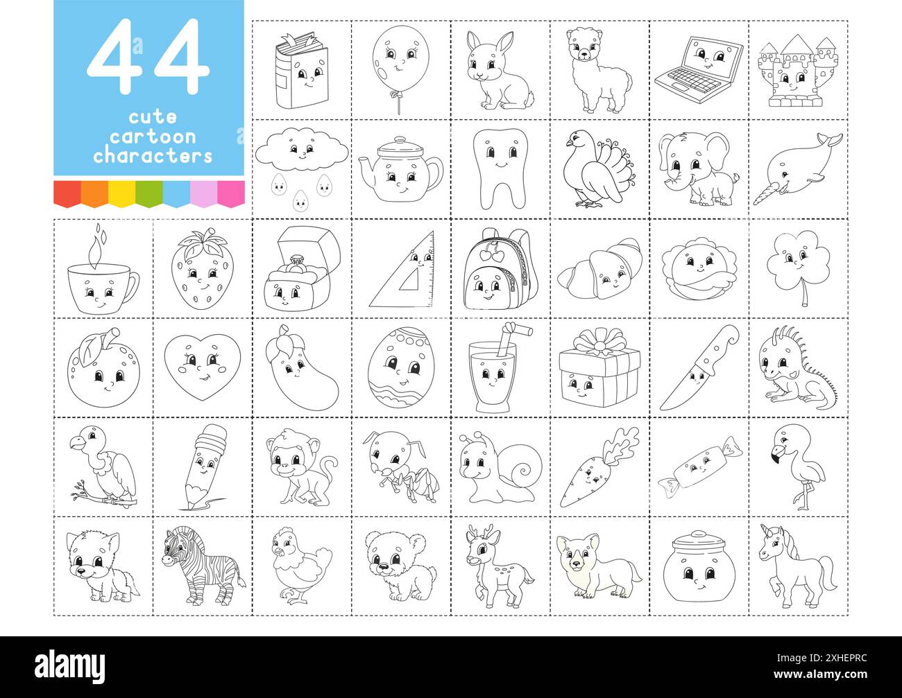 A large set of coloring books for children. Cute cartoon characters ...
