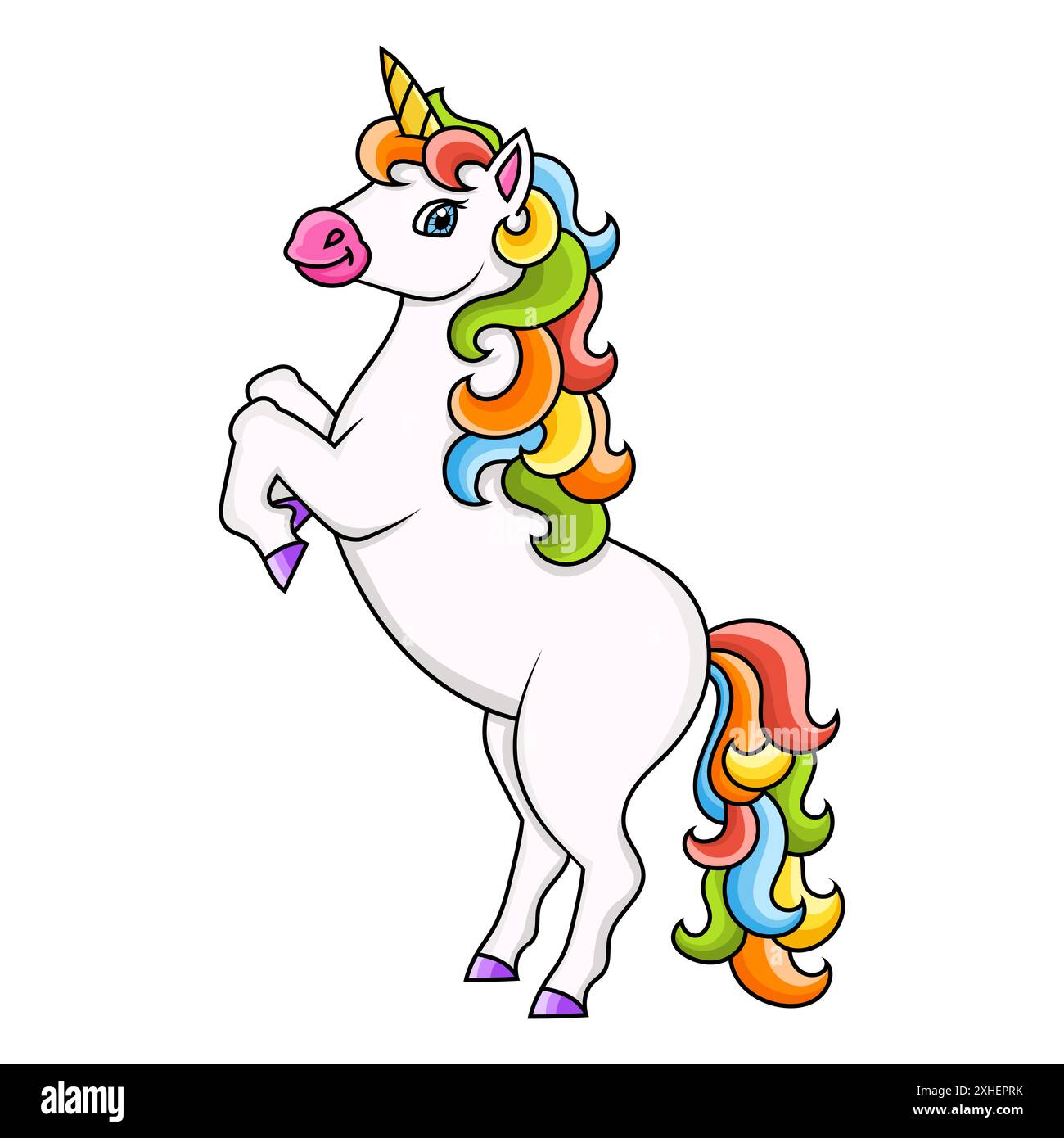 Cute unicorn. Magic fairy horse. Cartoon character. Colorful vector ...