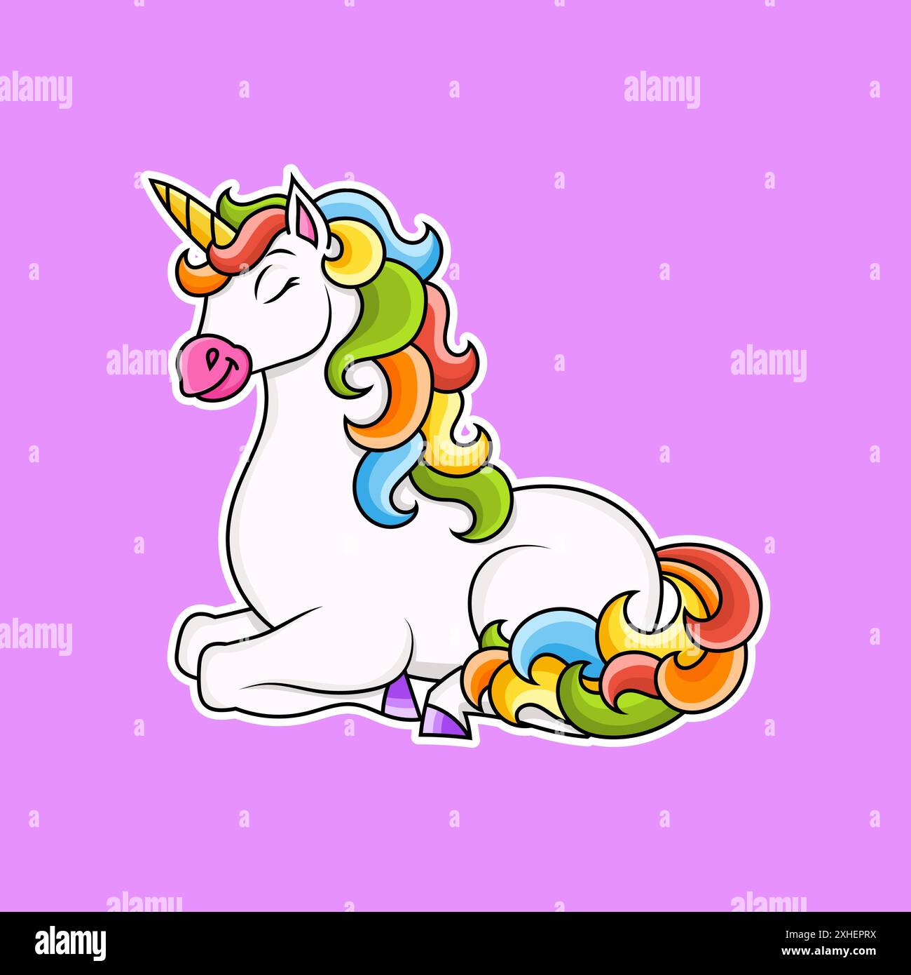 Cute unicorn. Magic fairy horse. Cartoon character. Colorful vector ...