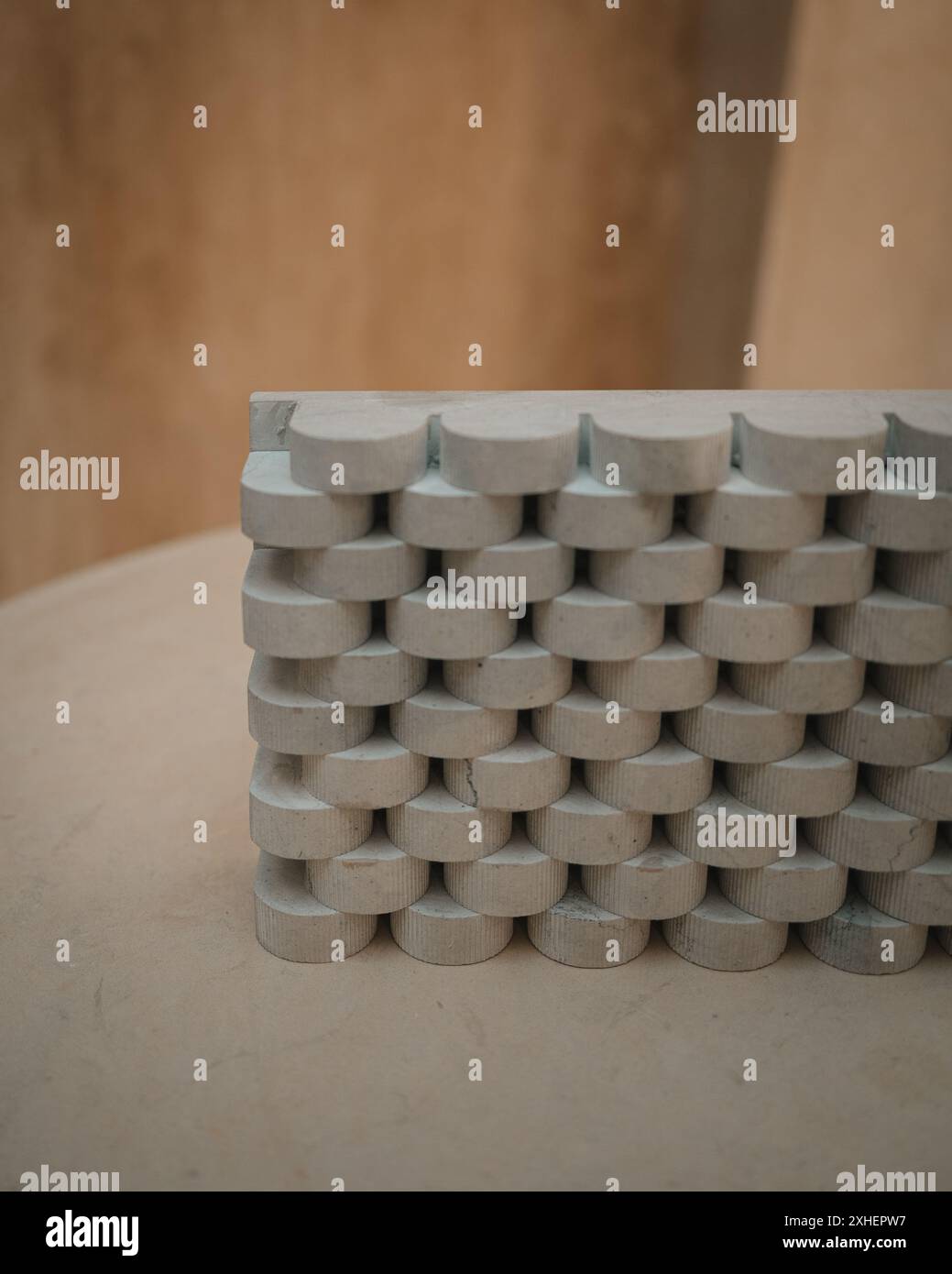 Cylindrical Wall Cladding in Showroom Stock Photo - Alamy