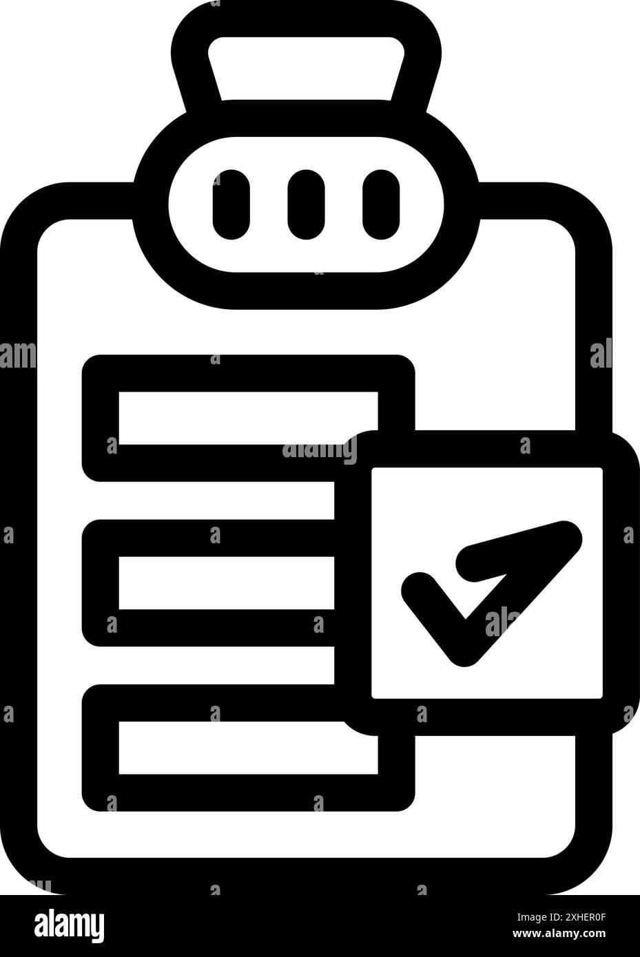Simple icon of a clipboard showing a task list with a check mark indicating completion Stock ...
