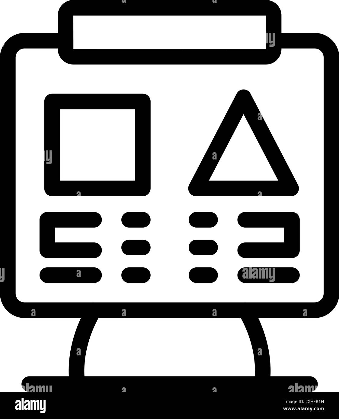 Interactive whiteboard displaying various charts and geometric shapes ...