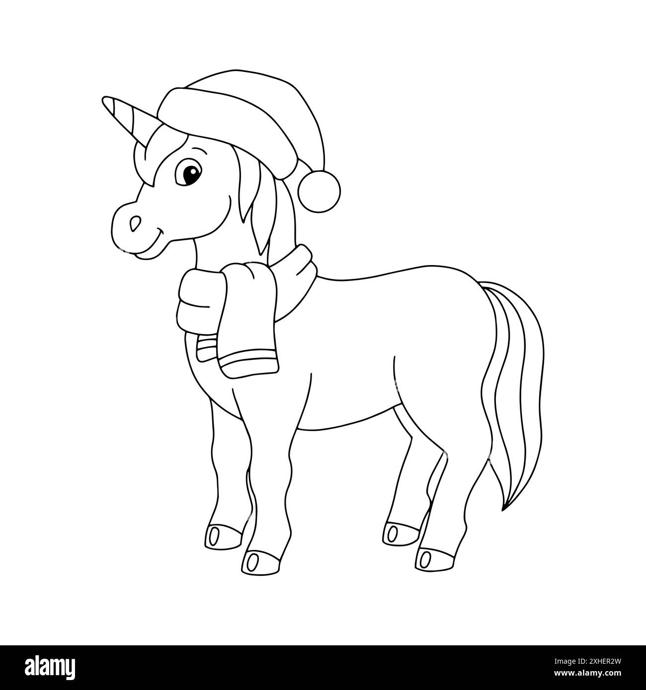 Magic fairy unicorn. Cute horse. Coloring book page for kids. Cartoon ...