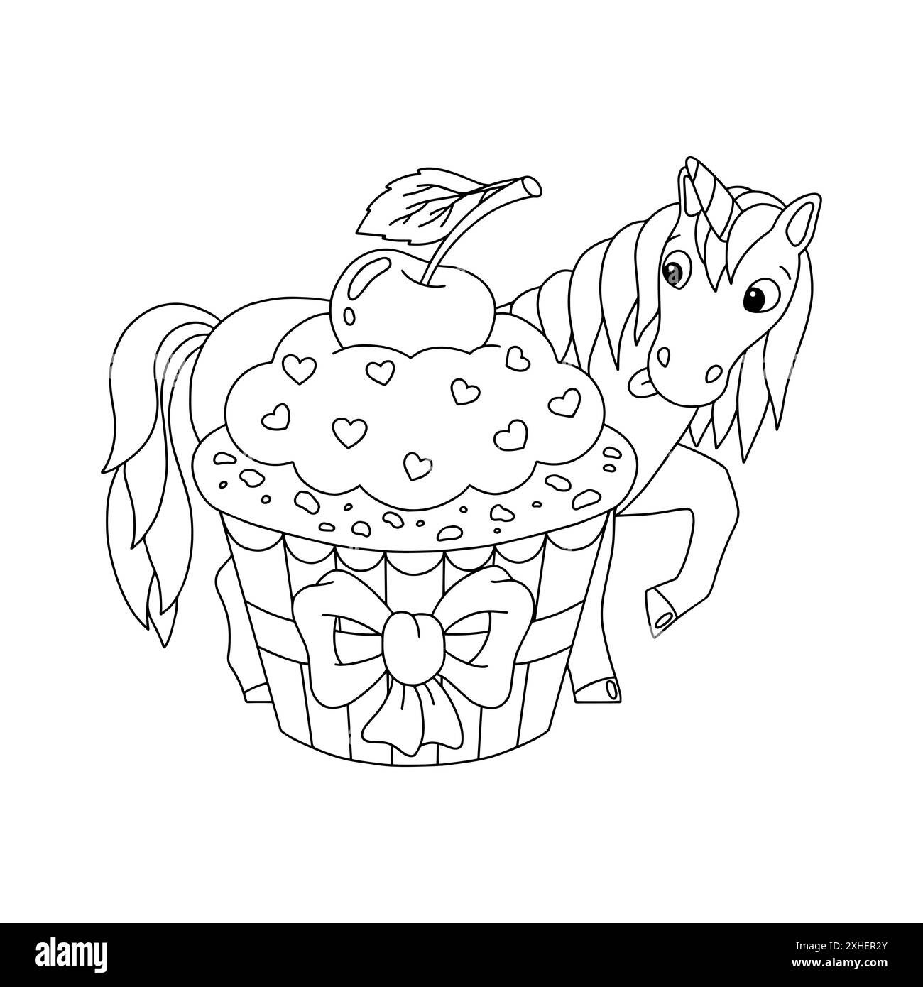 Magic fairy unicorn. Cute horse. Coloring book page for kids. Cartoon ...