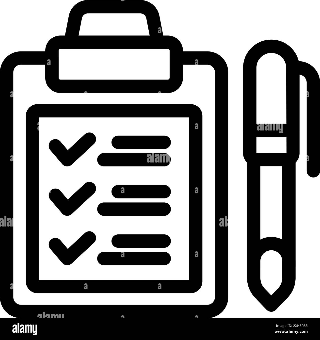 Document checklist icon completed Black and White Stock Photos & Images ...