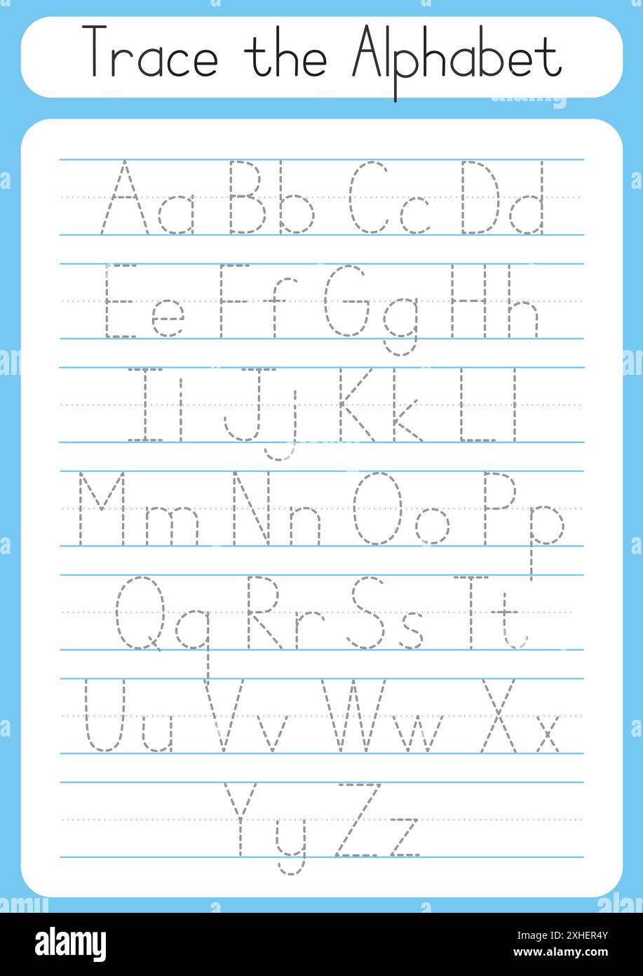 Trace letters. Writing practice. Tracing worksheet for kids. Learn alphabet. ABC game. Vector ...