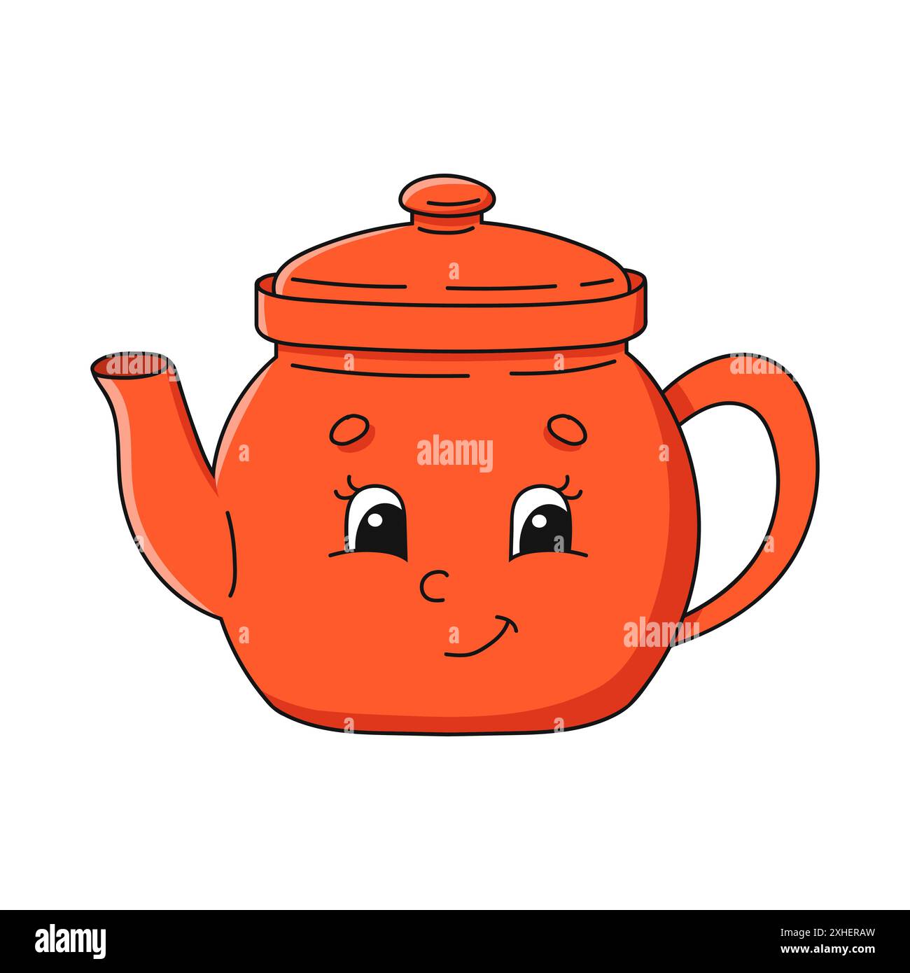 Ceramic teapot. Cartoon character. Colorful vector illustration ...
