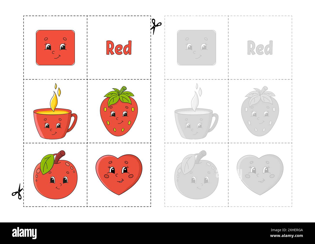 Learning colors for kids. Cut and play. Cute cartoon characters ...