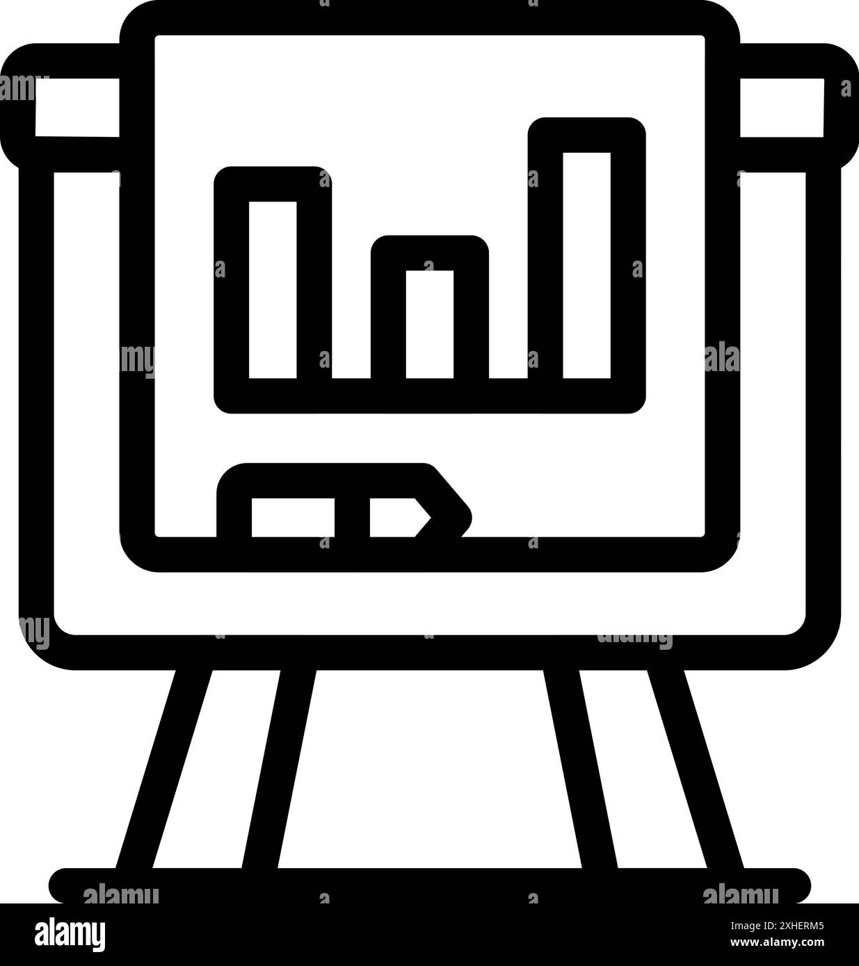 Line icon of a flipchart showing growing bars, suitable for business ...