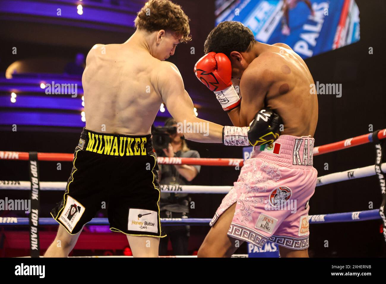 July 13, 2024: (L-R) Javier Zamarron punches Mikey Bracamontes during ...
