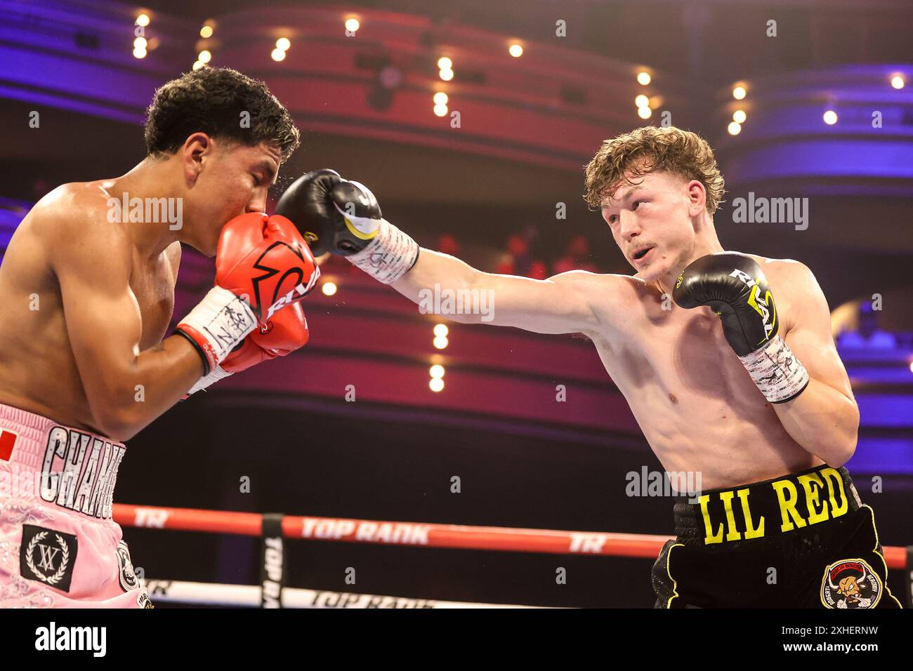 July 13, 2024: (R-L) Javier Zamarron punches Michael Bracamontes during ...