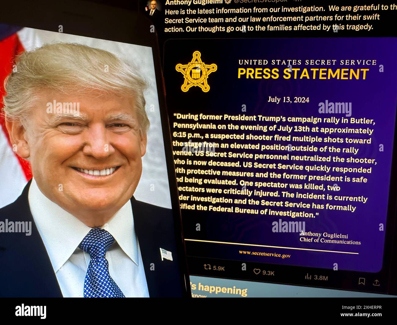 Butler, Pennsylvania, USA. 14th July, 2024. A U.S. Secret Service press ...