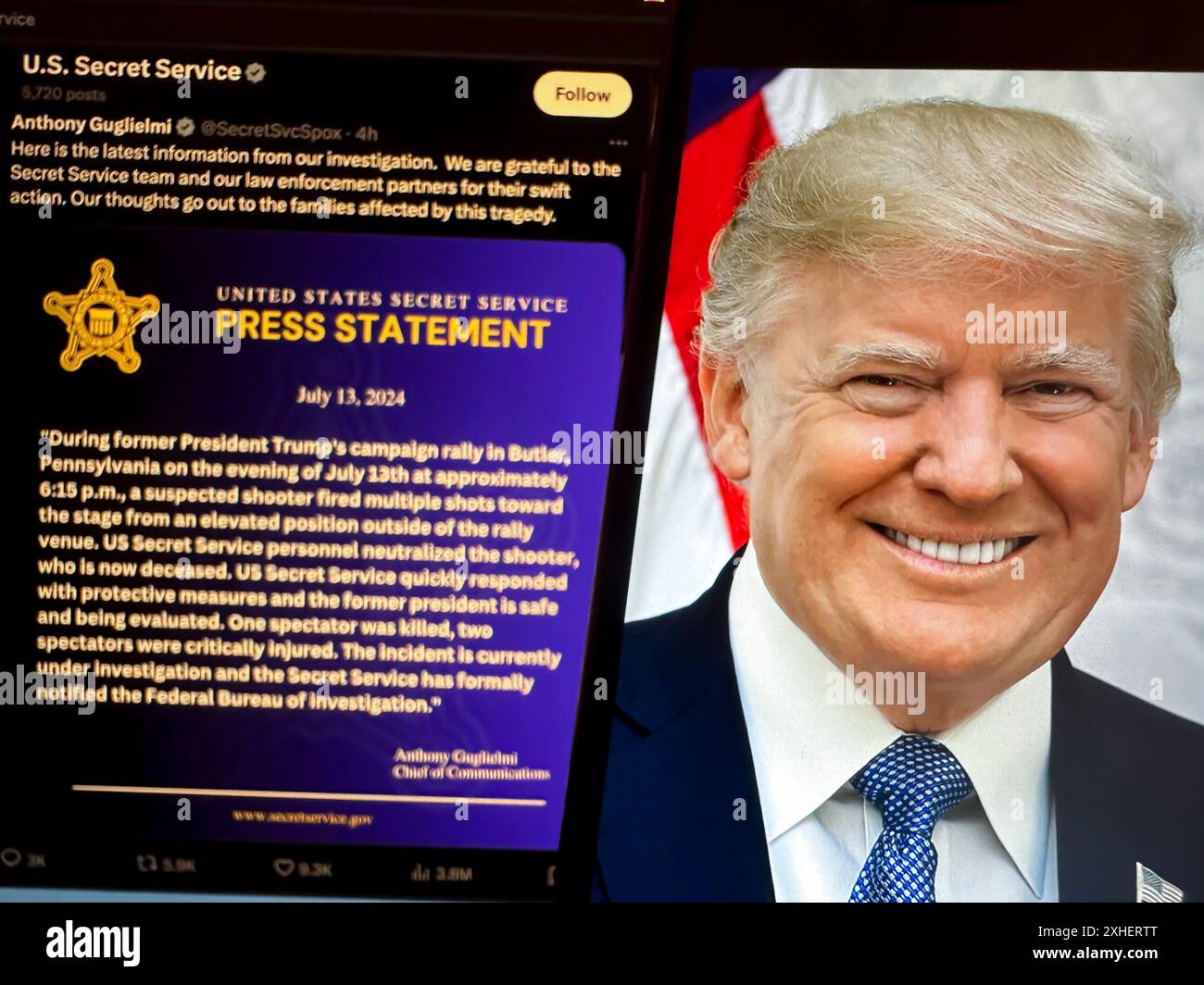 Butler, Pennsylvania, USA. 14th July, 2024. A U.S. Secret Service press ...