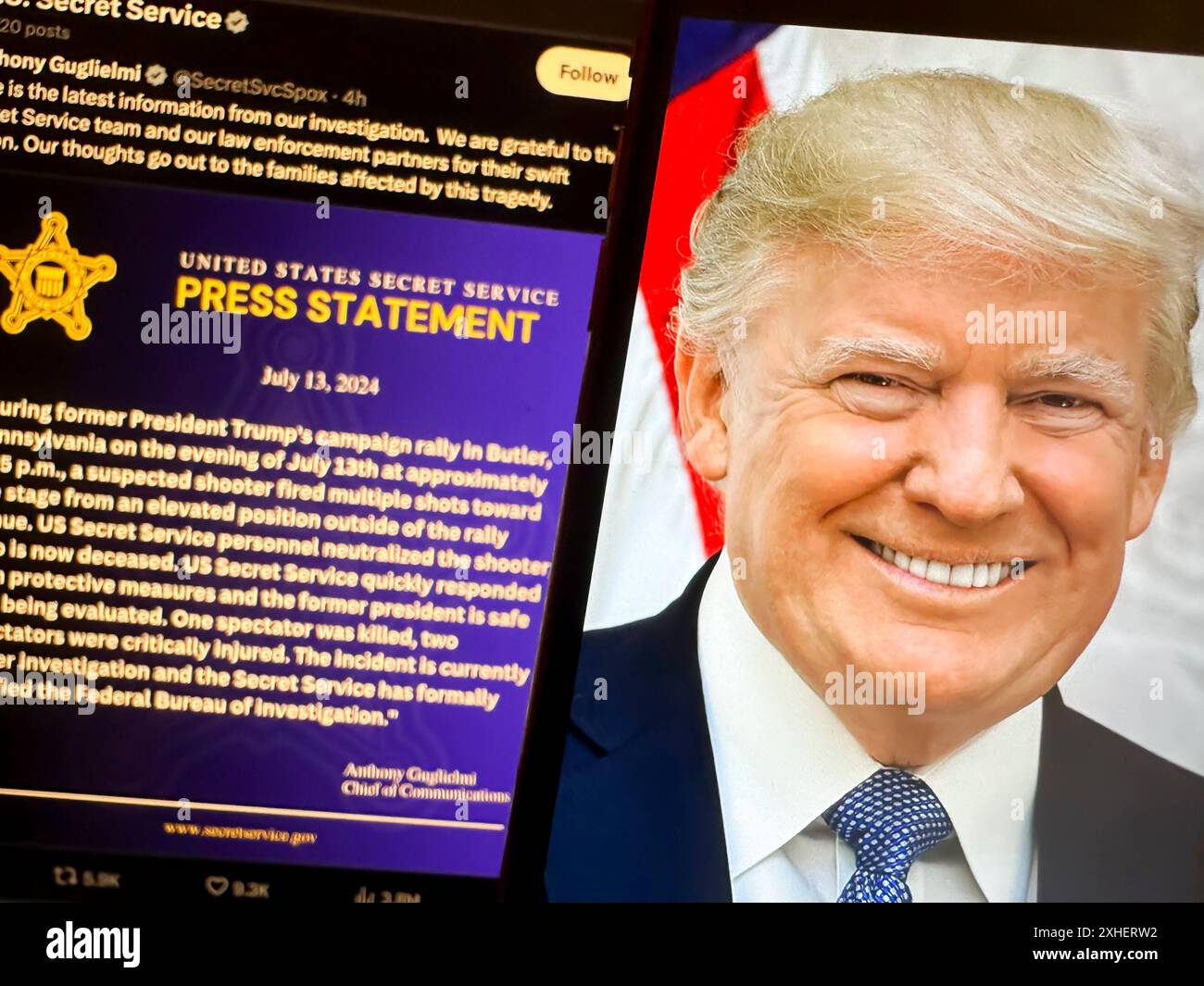 Butler, Pennsylvania, USA. 14th July, 2024. A U.S. Secret Service press ...