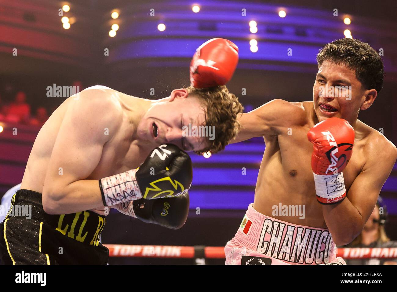 July 13, 2024: (R-L) Michael Bracamontes punches Javier Zamarron during ...