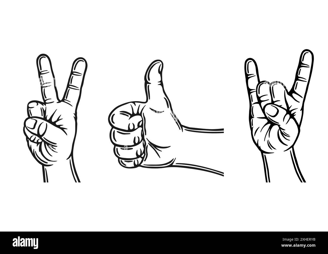 Hand gestures. Outline silhouette. Design element. Vector illustration isolated on white ...