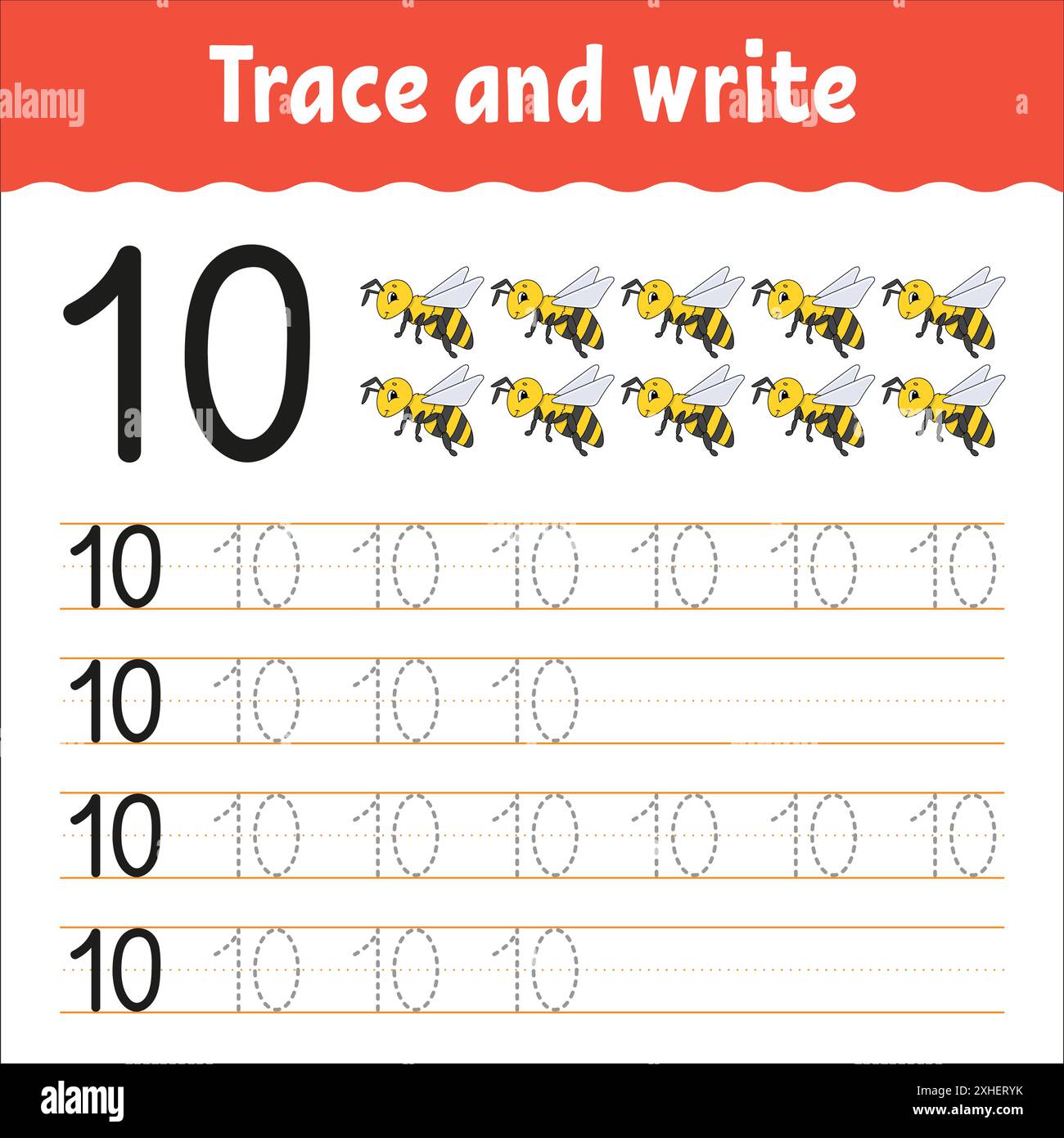 Learn Numbers. Trace and write. Handwriting practice. Learning numbers for kids. Education ...