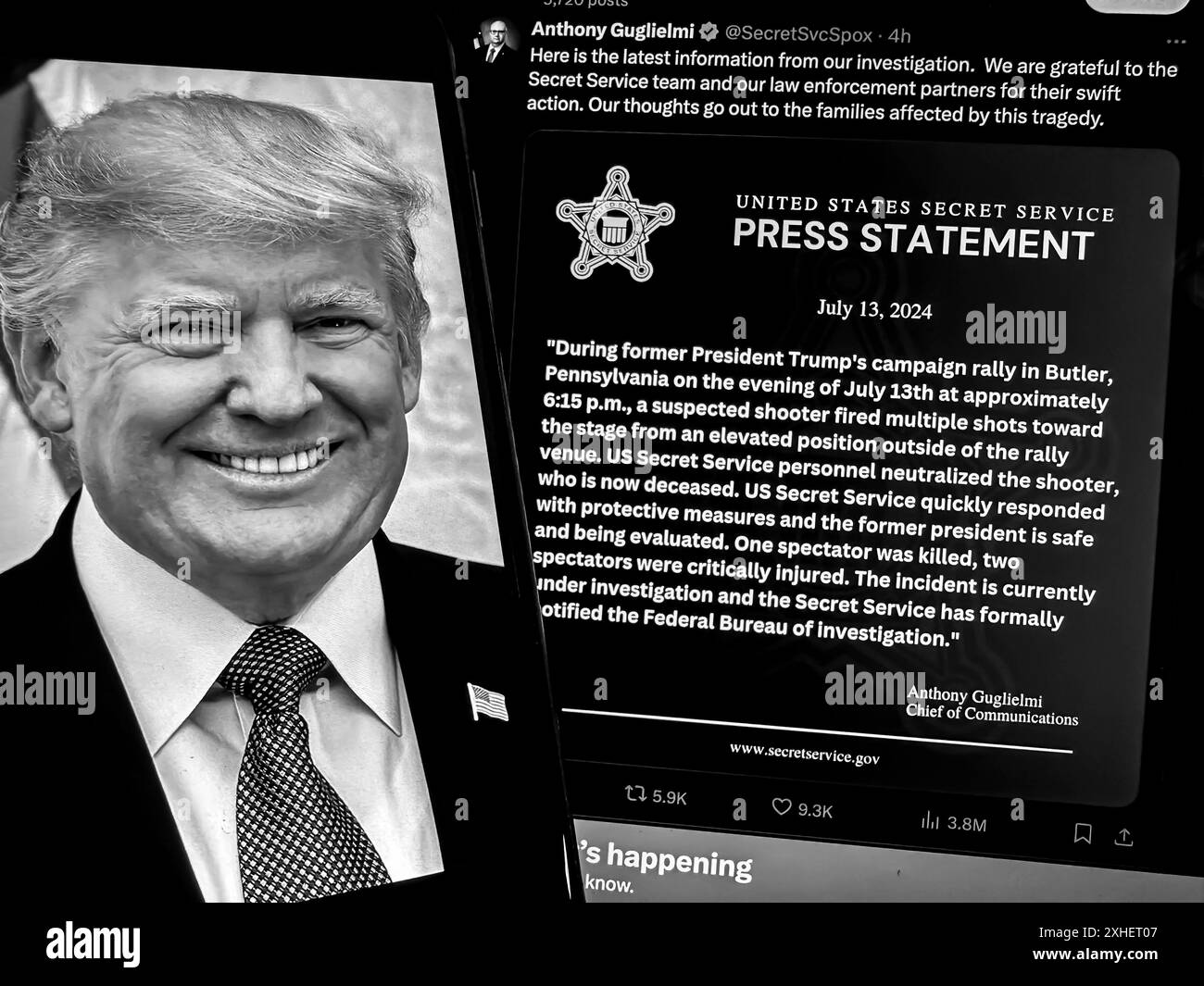 Butler, Pennsylvania, USA. 14th July, 2024. A U.S. Secret Service press ...