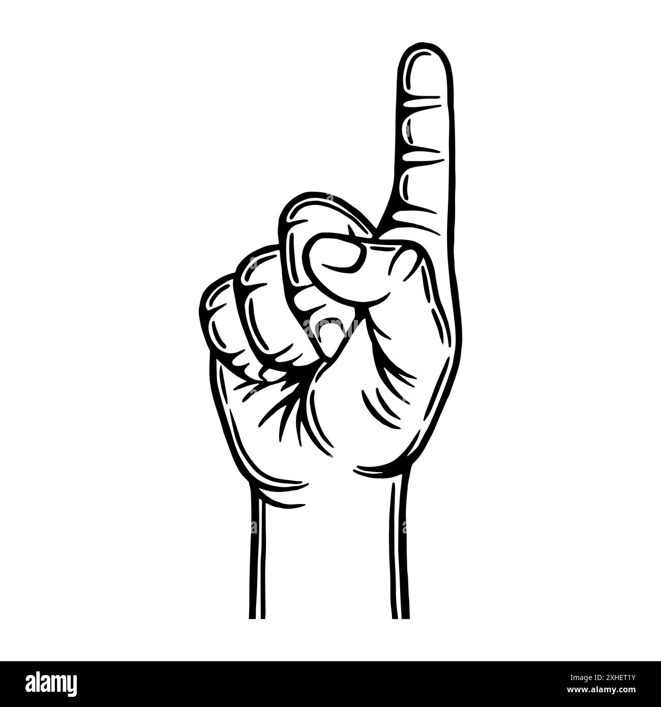 Male hand gestures. The index finger shows up. Outline silhouette. Design element. Vector ...