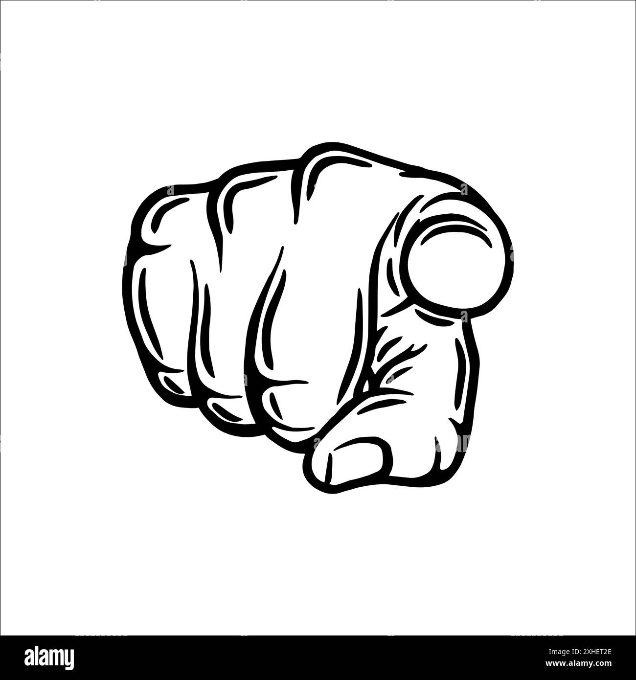 Male hand gestures. The index finger points to you. Outline contour. Design element. Vector ...