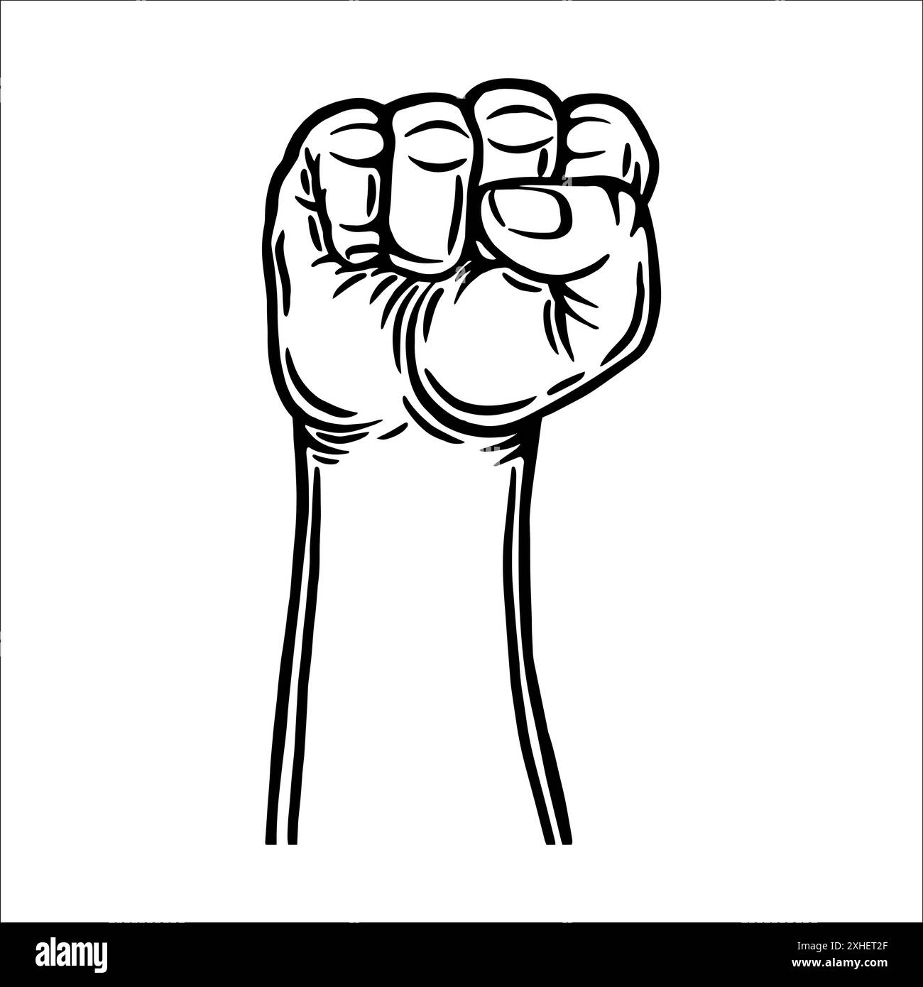 Male hand gestures. The hand is clenched into a fist. Outline contour ...
