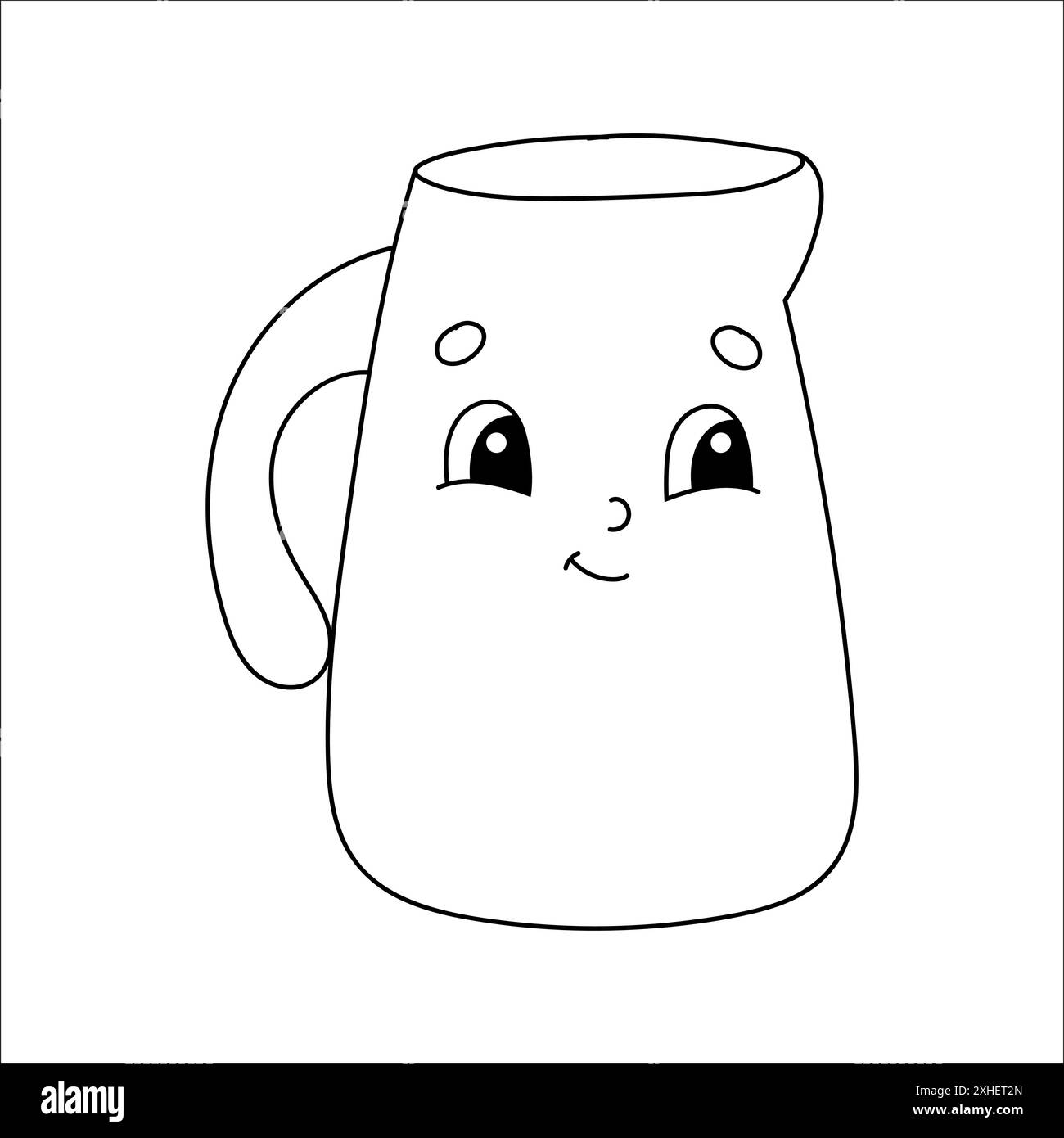 Jug for water. Coloring book page for kids. Cartoon style. Vector ...