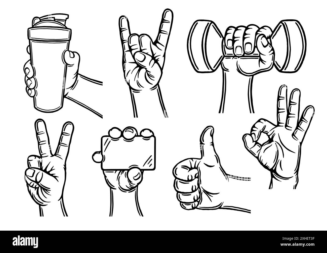Male hand gestures. Outline silhouette. Design element. Vector ...