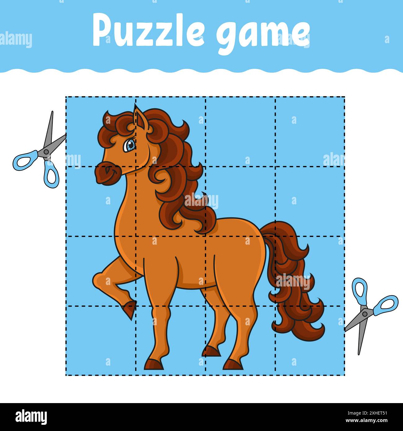 Cute horse. Puzzle game for kids. Education developing worksheet ...