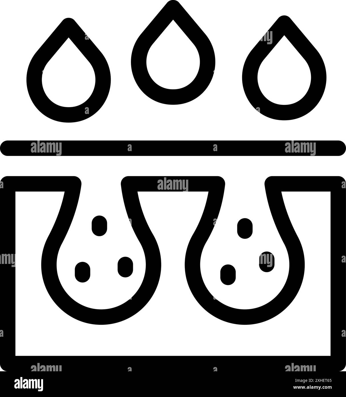 Line icon of a water filtration system removing impurities ...