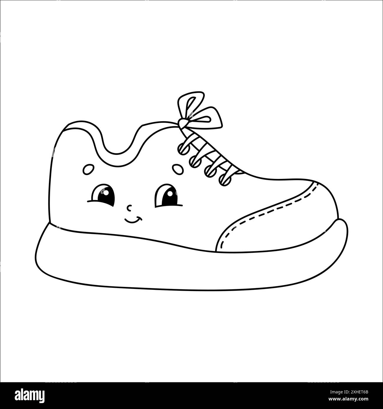 Sneaker shoes. Coloring book page for kids. Cartoon style. Vector ...
