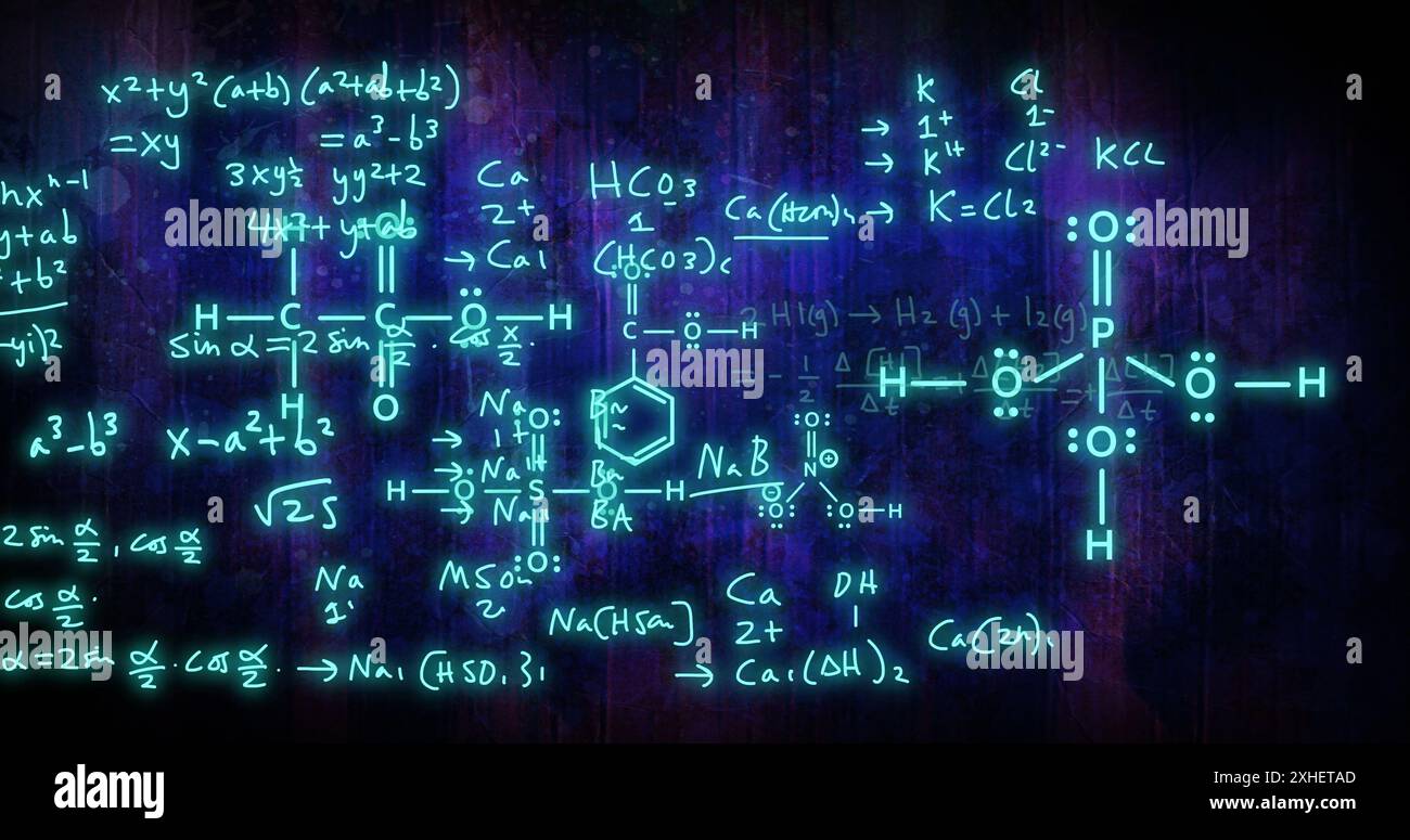 Image of scientific data processing over glowing light background Stock ...