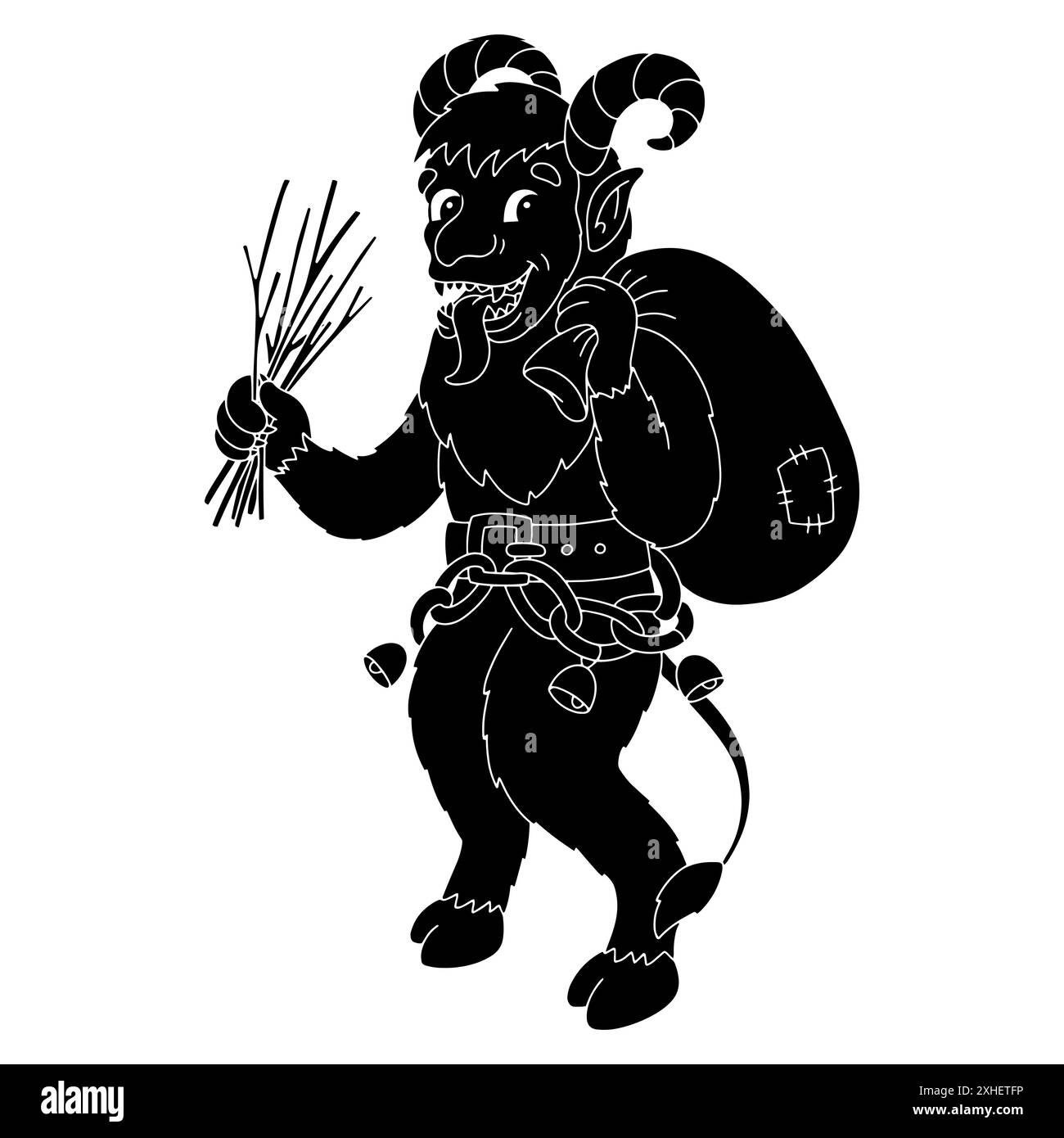 Devil krampus. Black silhouette. Design element. Vector illustration ...