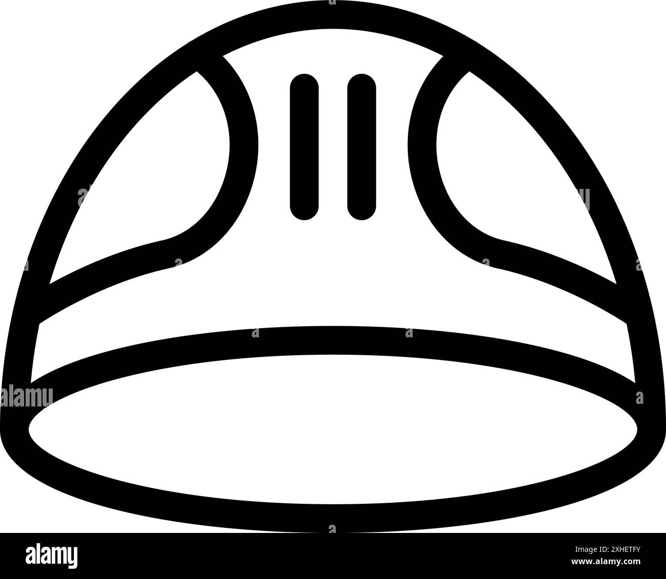 Simple line icon representing a construction hard hat, symbolizing ...