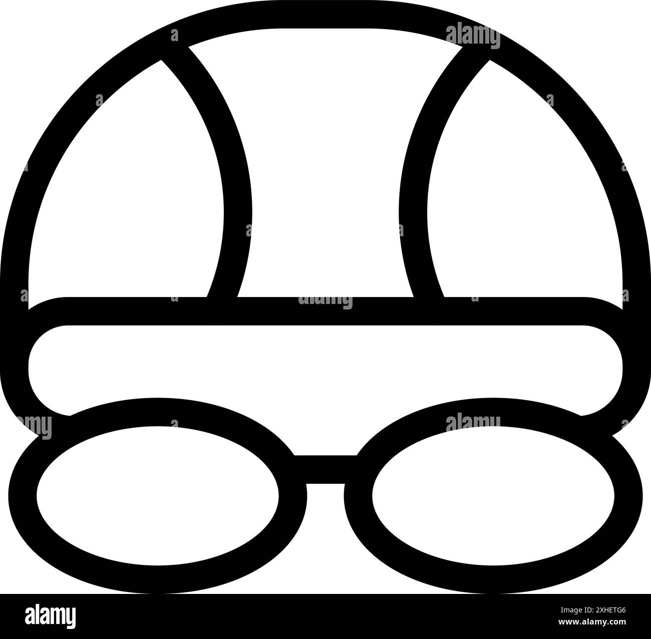 Simple black and white line art illustrating a swimming cap and a pair ...