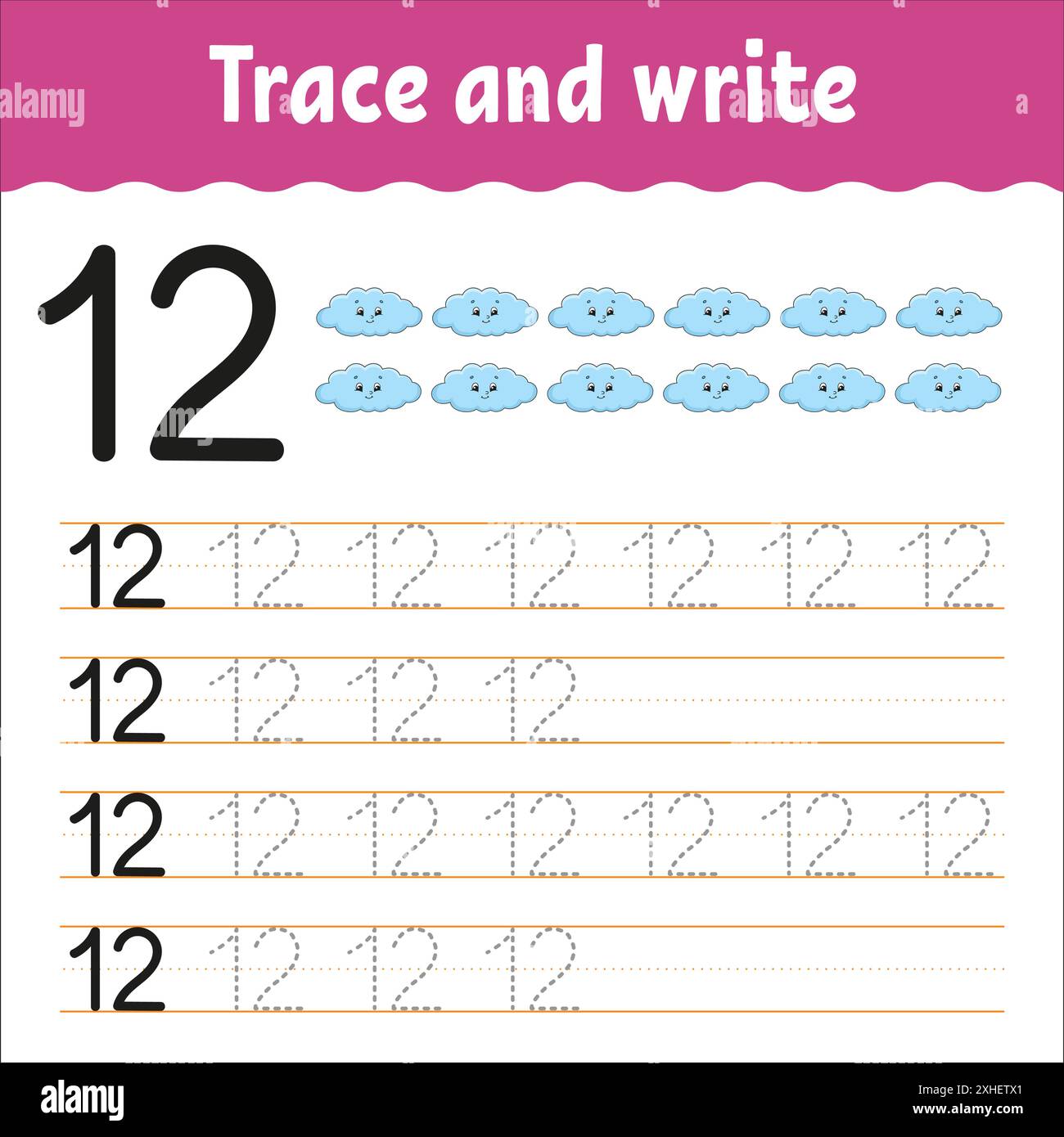 Learn Numbers. Trace and write. Handwriting practice. Learning numbers ...
