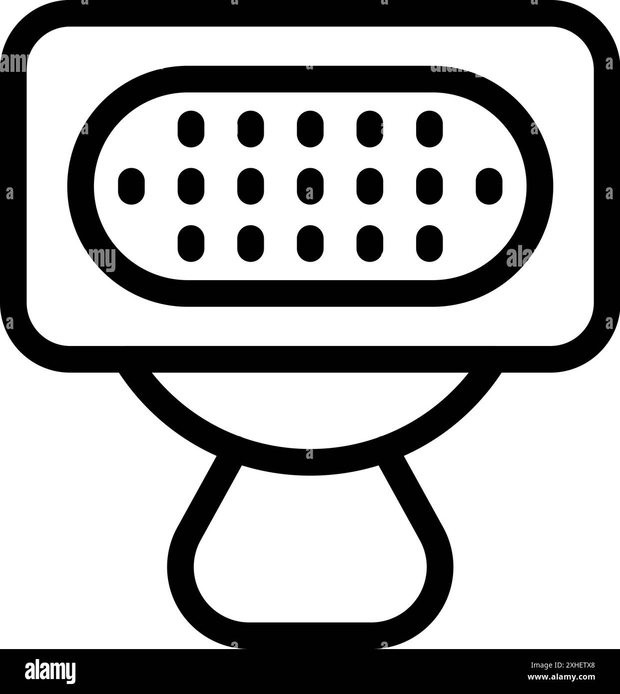 Simple black and white icon of a vga cable connecting to a monitor ...