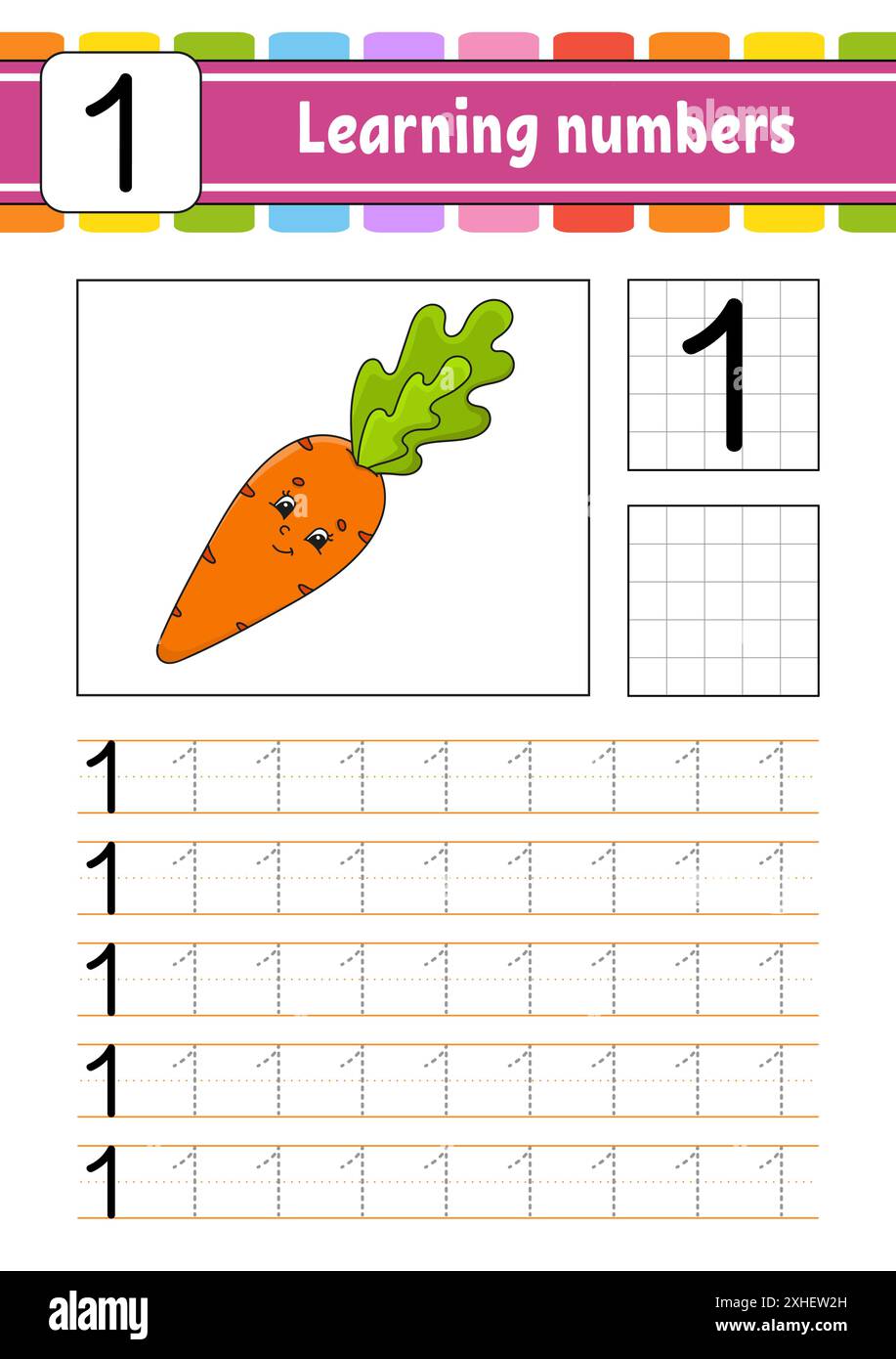 Trace and write numbers. Handwriting practice. Learning numbers for ...