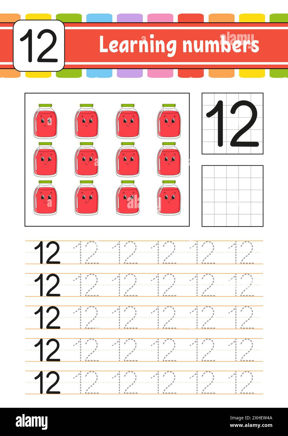 Trace and write numbers. Handwriting practice. Learning numbers for ...