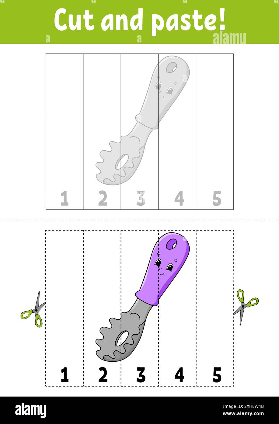Learning numbers 1-5. Cut and glue. Cartoon character. Education ...
