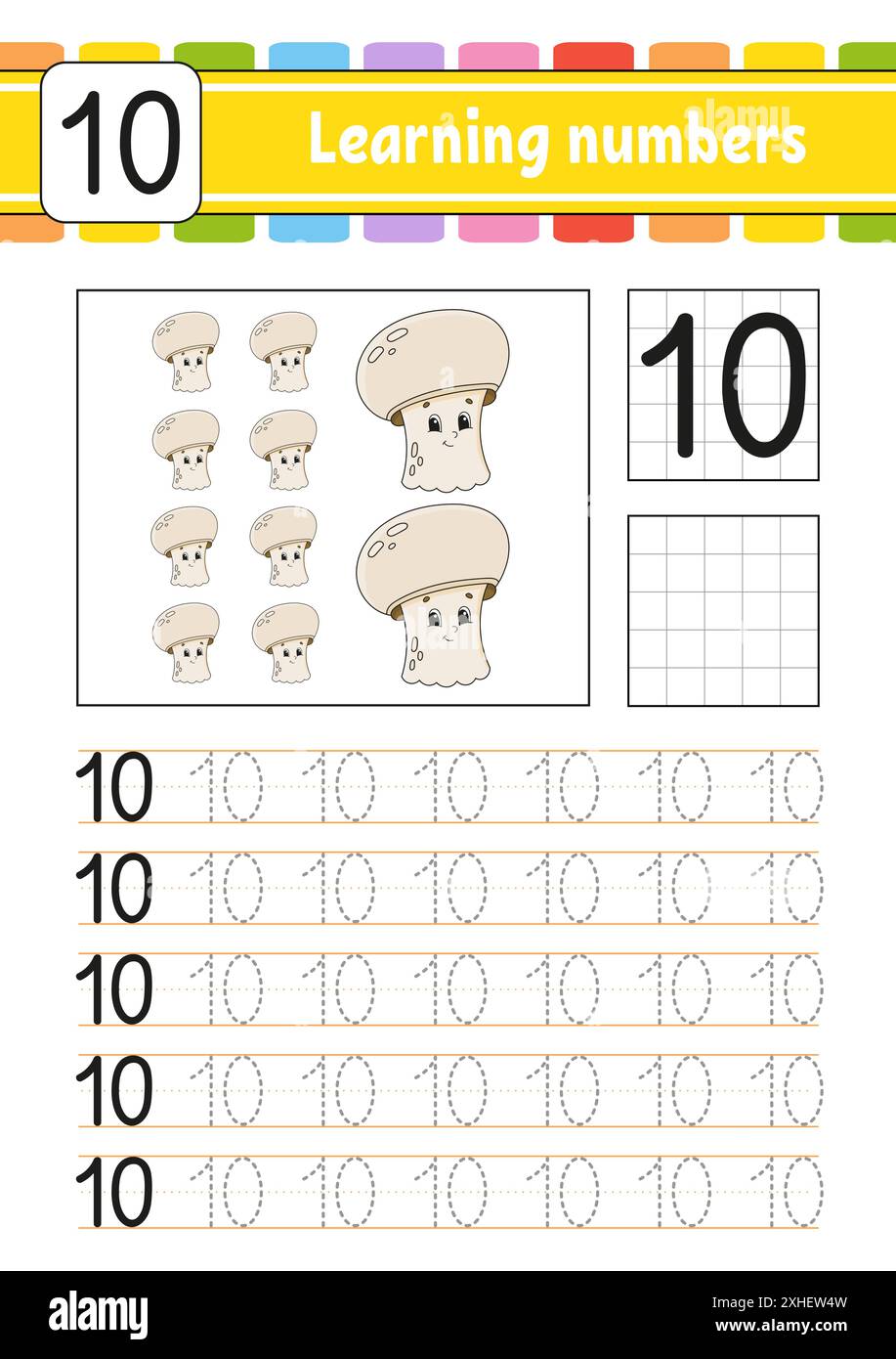 Trace and write numbers. Handwriting practice. Learning numbers for ...