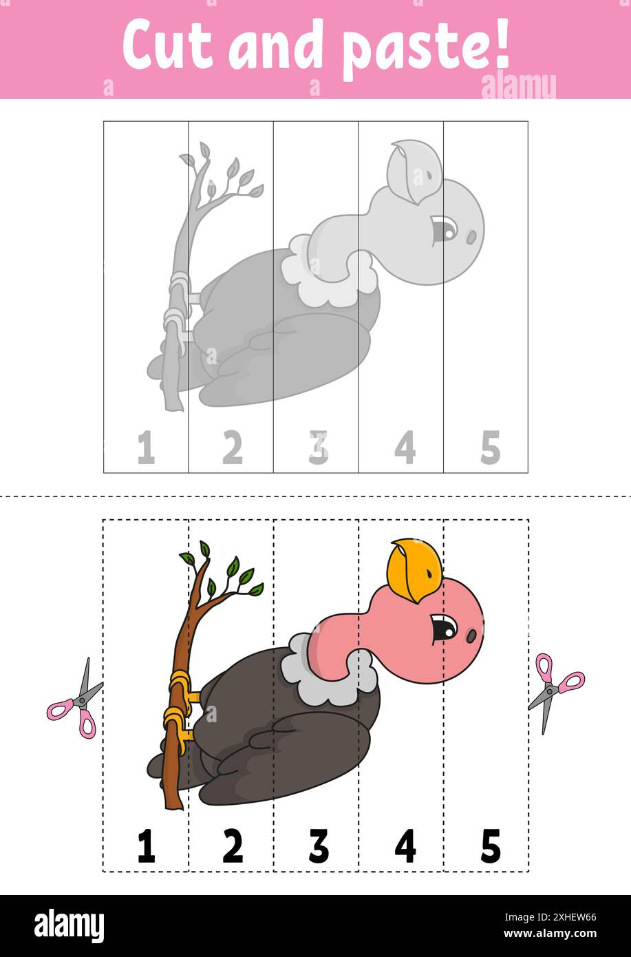 Learning numbers 1-5. Cut and glue. Cartoon character. Education ...