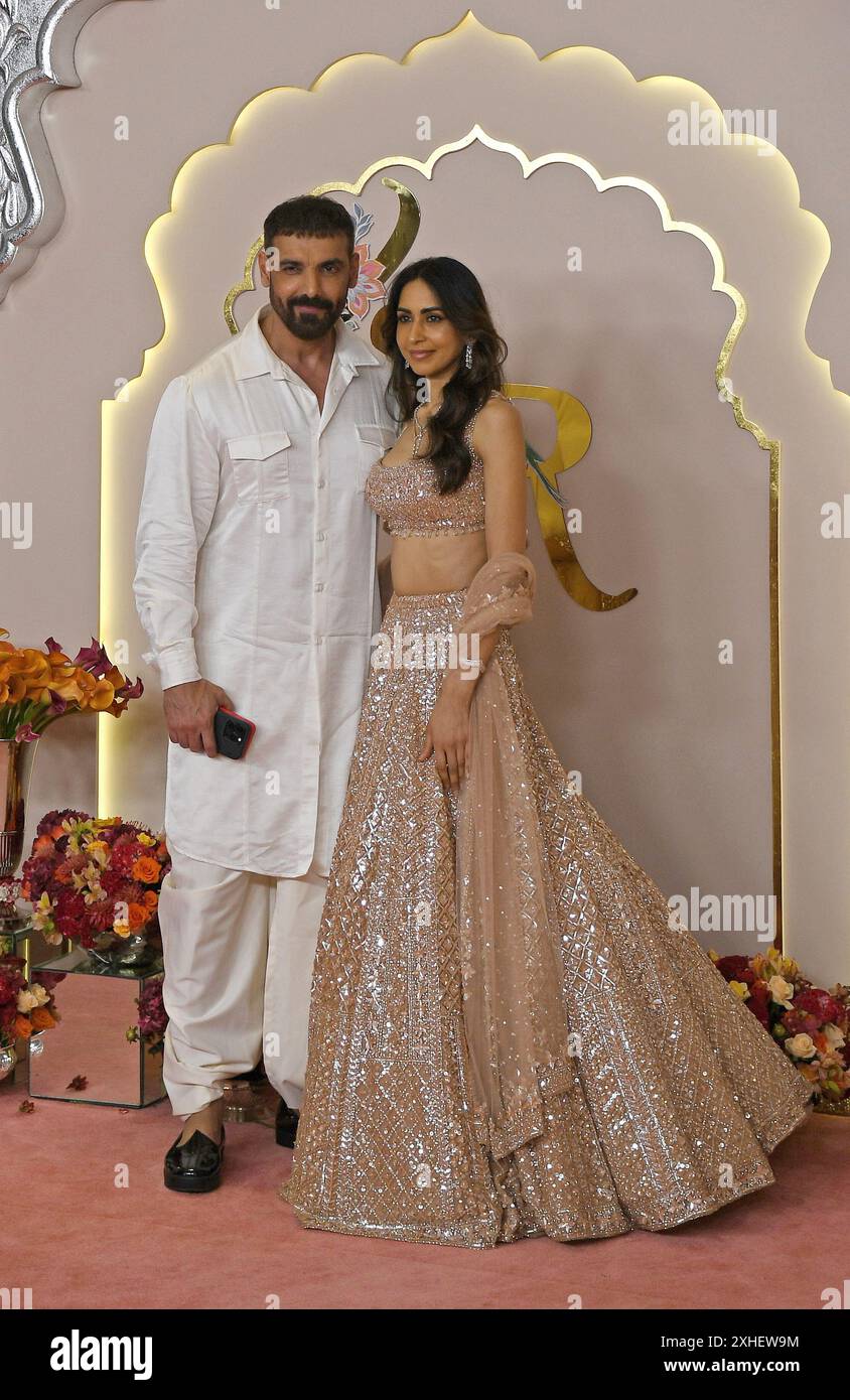 Mumbai, India. 12th July, 2024. Bollywood actor and film producer John Abraham pose for a photo ...