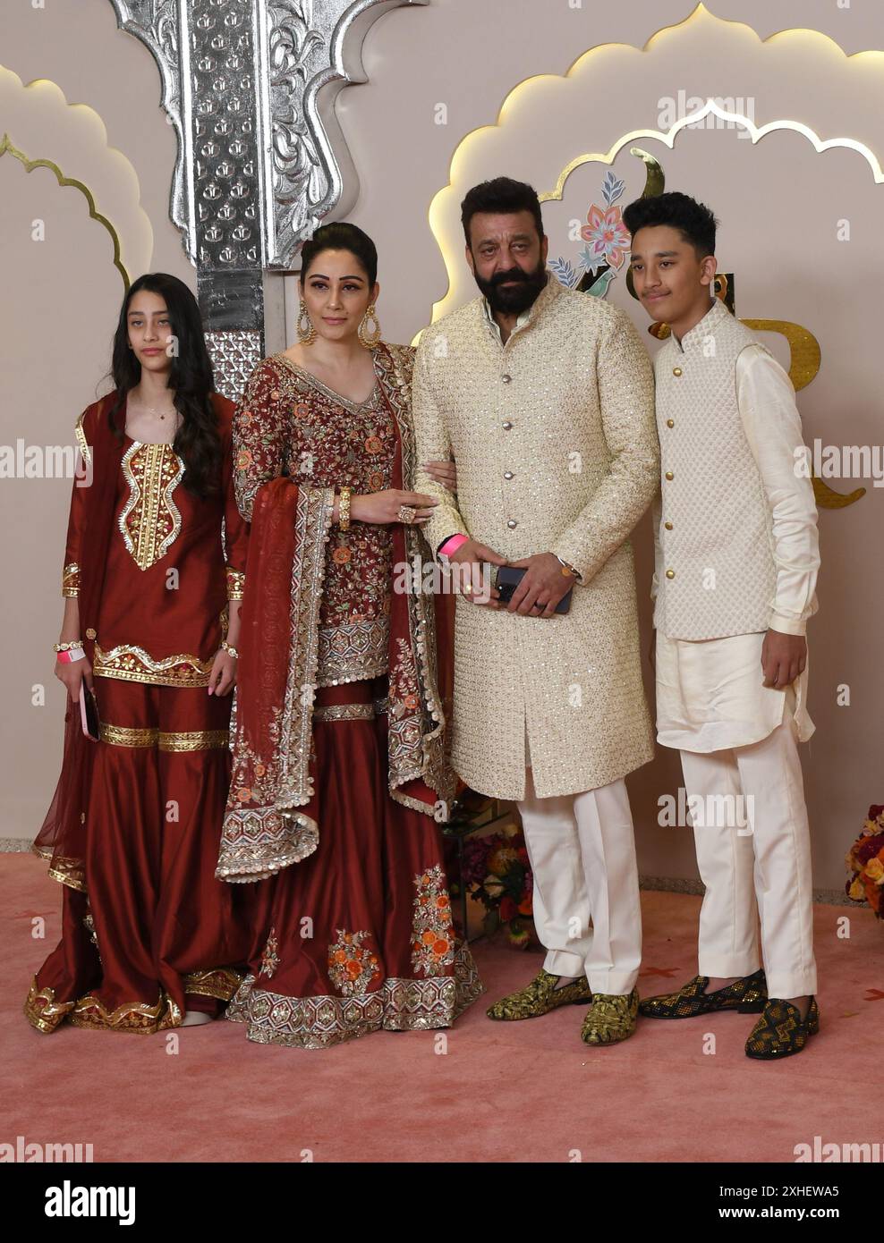 Mumbai, India. 12th July, 2024. Bollywood actor Sanjay Dutt (C) pose ...