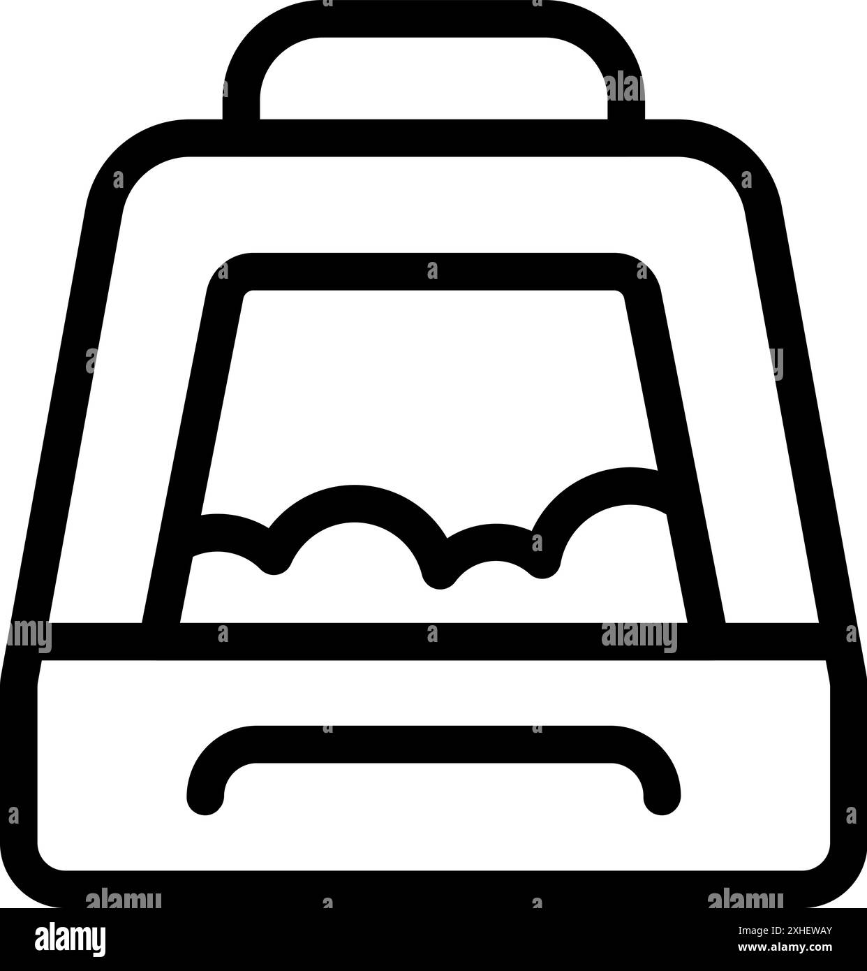 Line drawing of a cat litter box with a handle, representing pet care ...