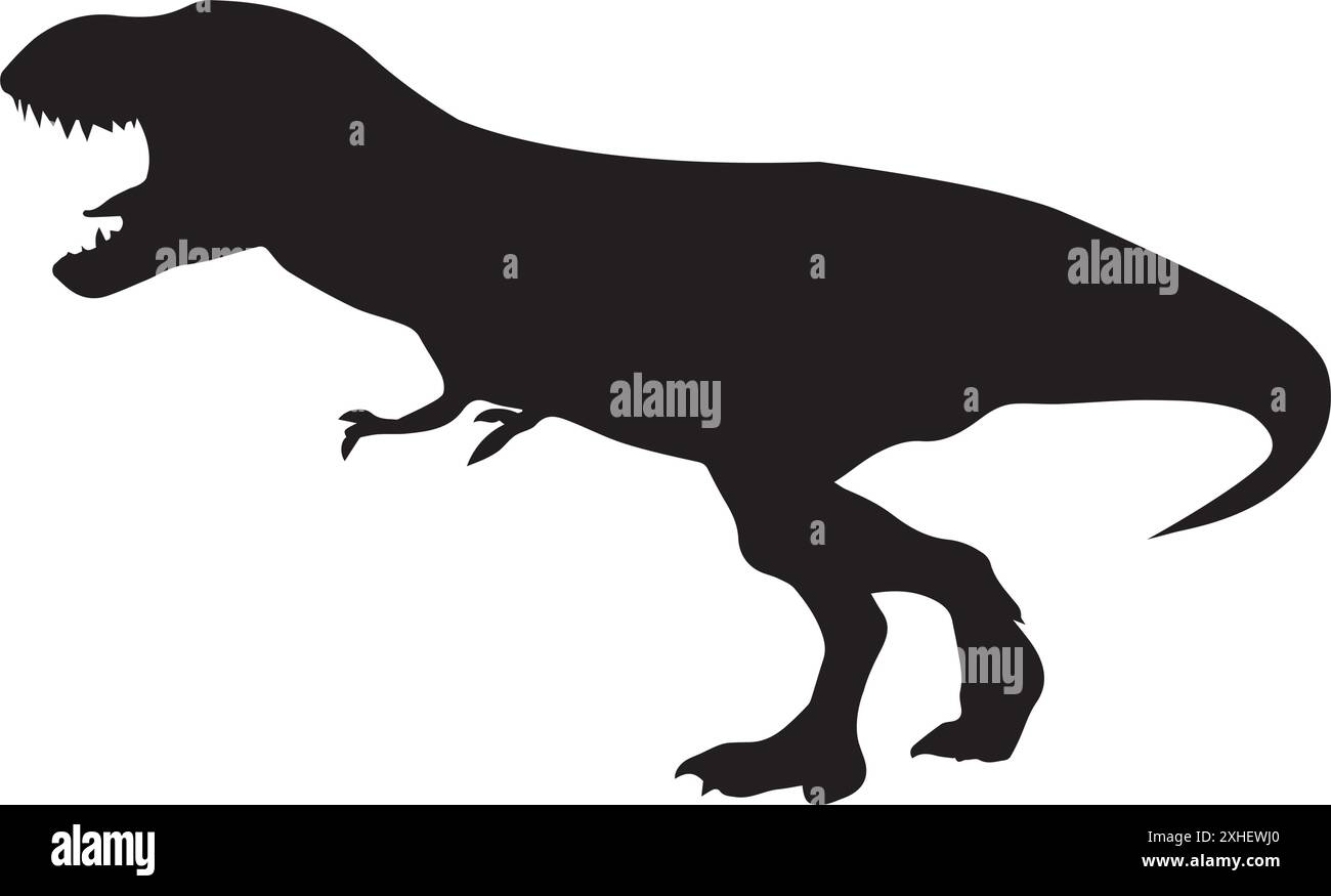 T-rex tyrannosaurus silhouette. Vector illustration growling screaming tyrannosaurus rex ...