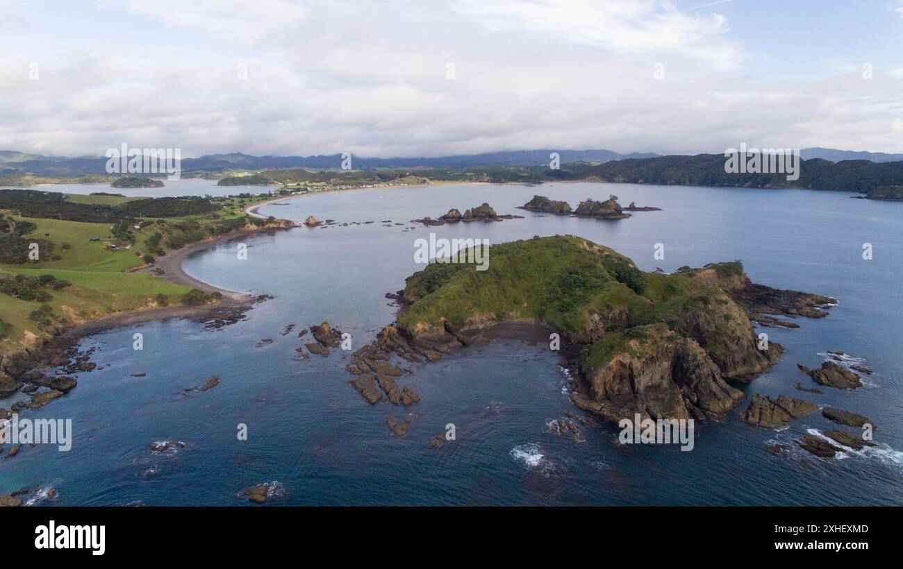 Aerial view of Bland Bay in Northland, New Zealand Stock Photo - Alamy