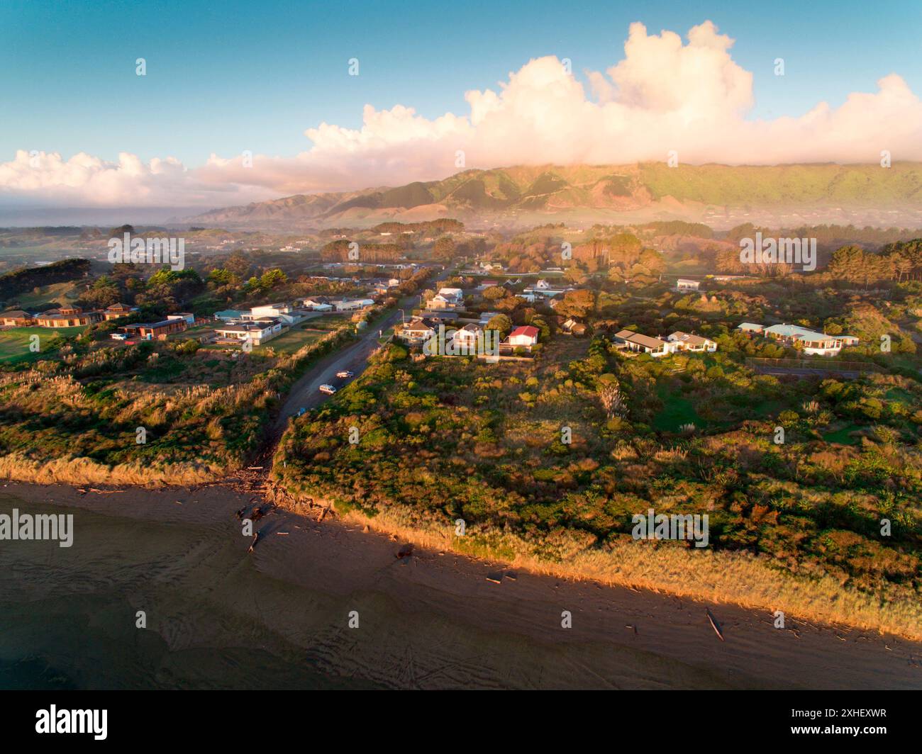 Aerial view of Peka Peka beach, Kapiti coast, New Zealand Stock Photo ...