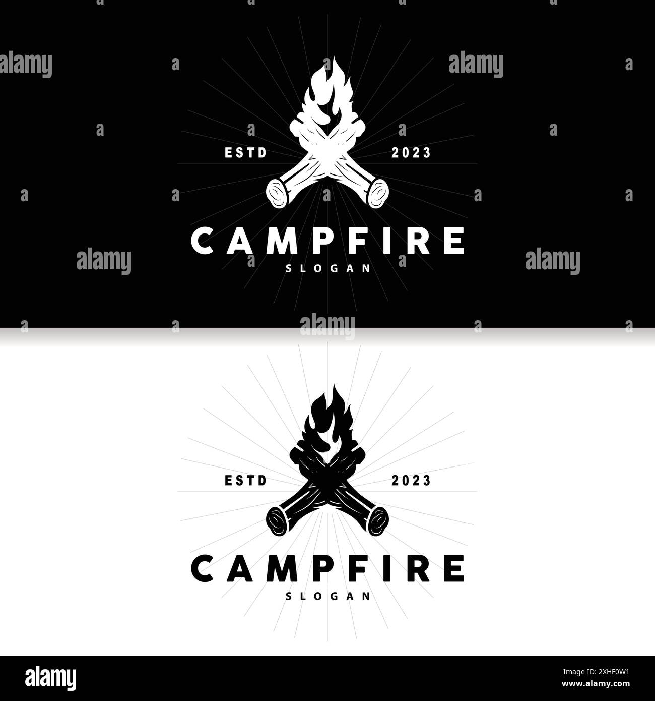 Campfire Logo, Bonfire Vector, Adventure Design Retro Vintage ...